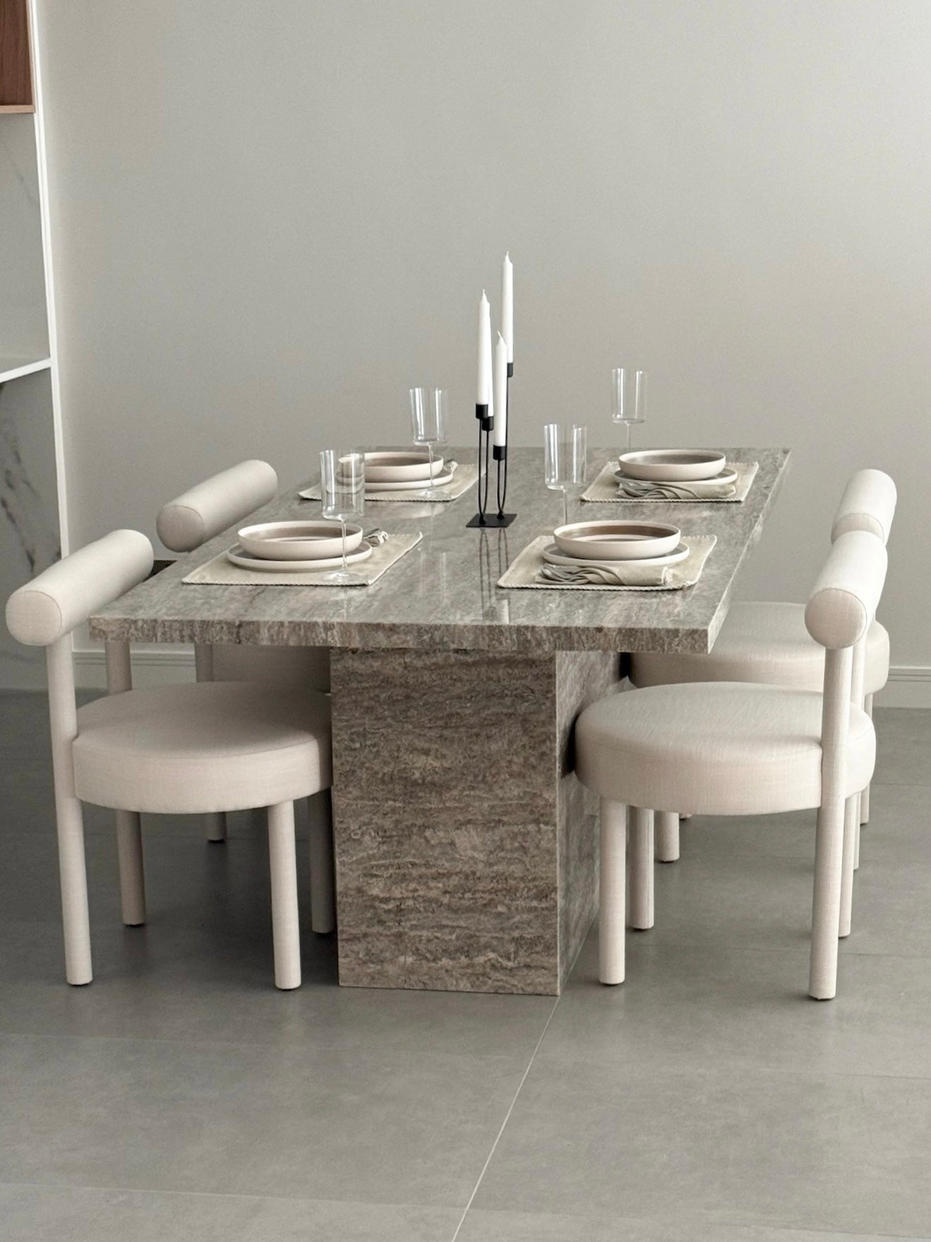 Buy Penelope Travertine Dining Table Online in Dubai, UAE - Palm Living